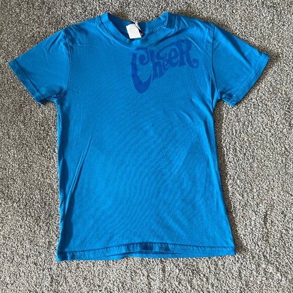 Varsity | Tops | Vintage Varsity Cheer Shirt Womens Medium Blue Short ...